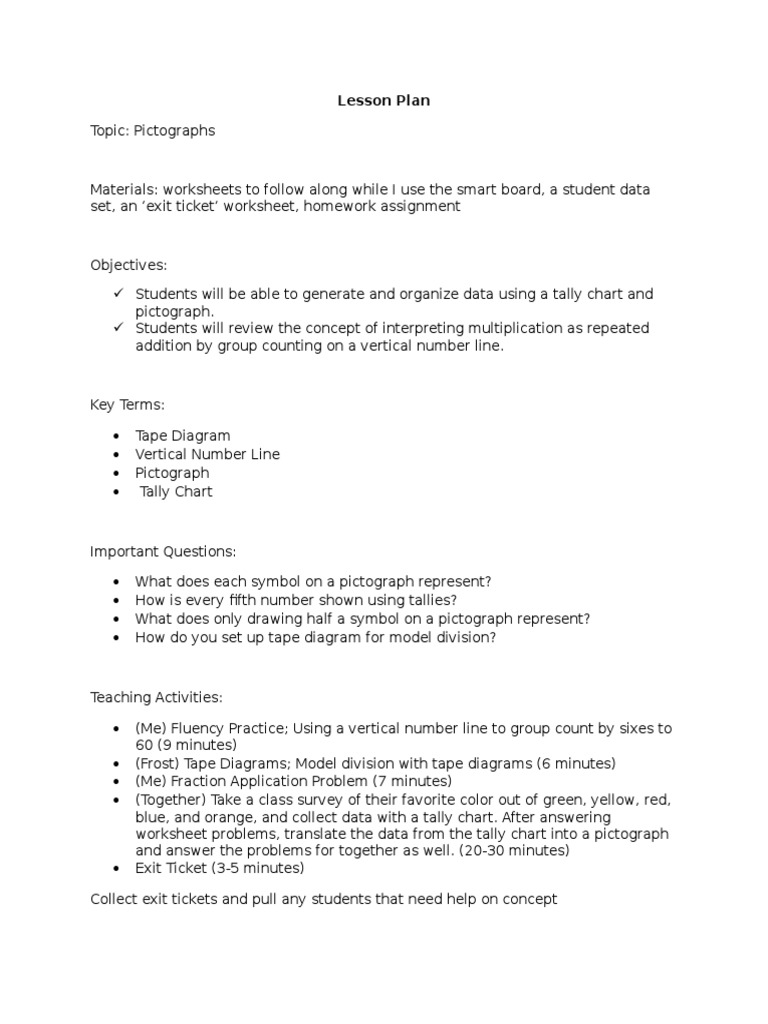 Pictograph Lesson Plan for Students | PDF