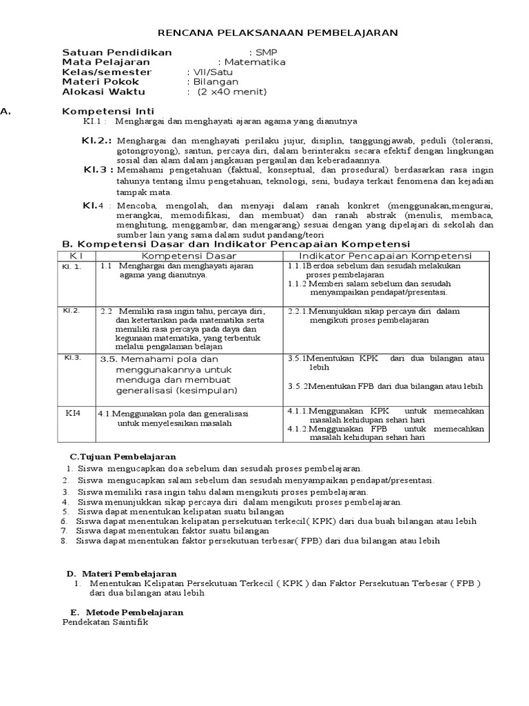 RPP KPK Dan FPB | PDF