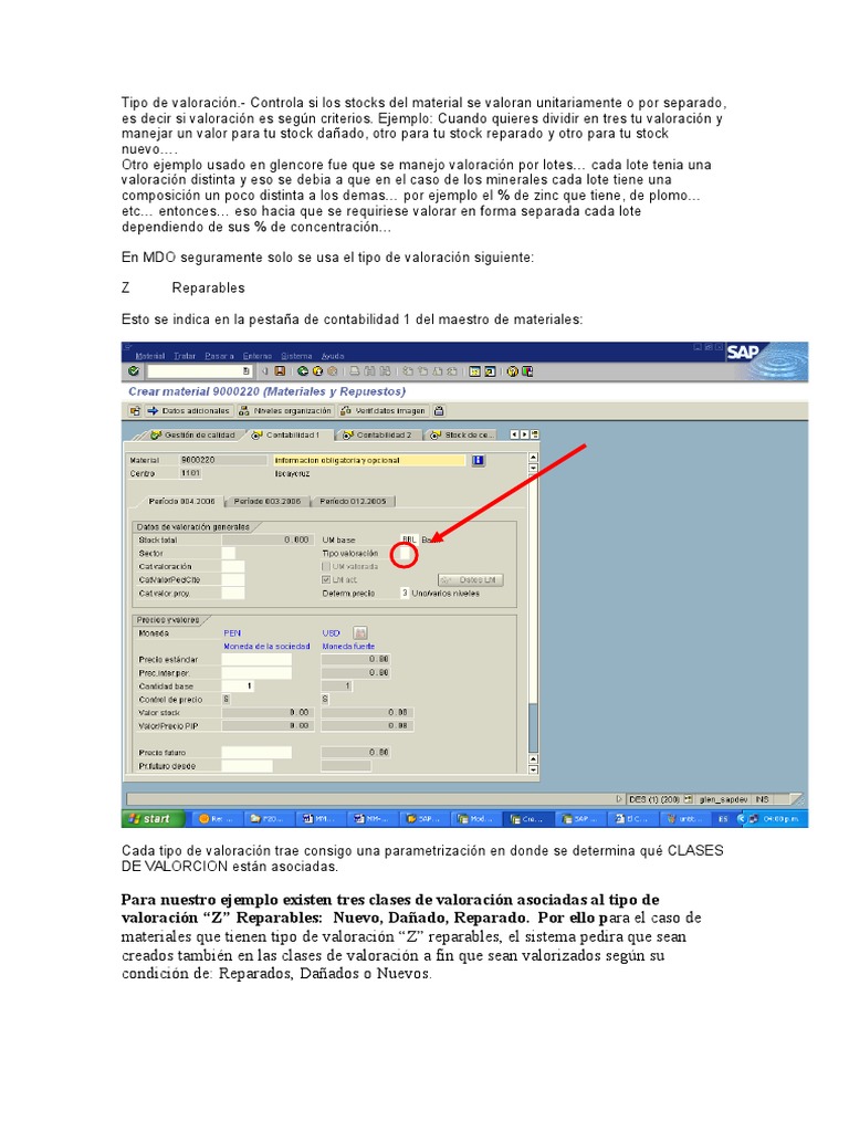 MM - Tipo de Valoración, Creacion de Materiales | PDF | Contabilidad ...