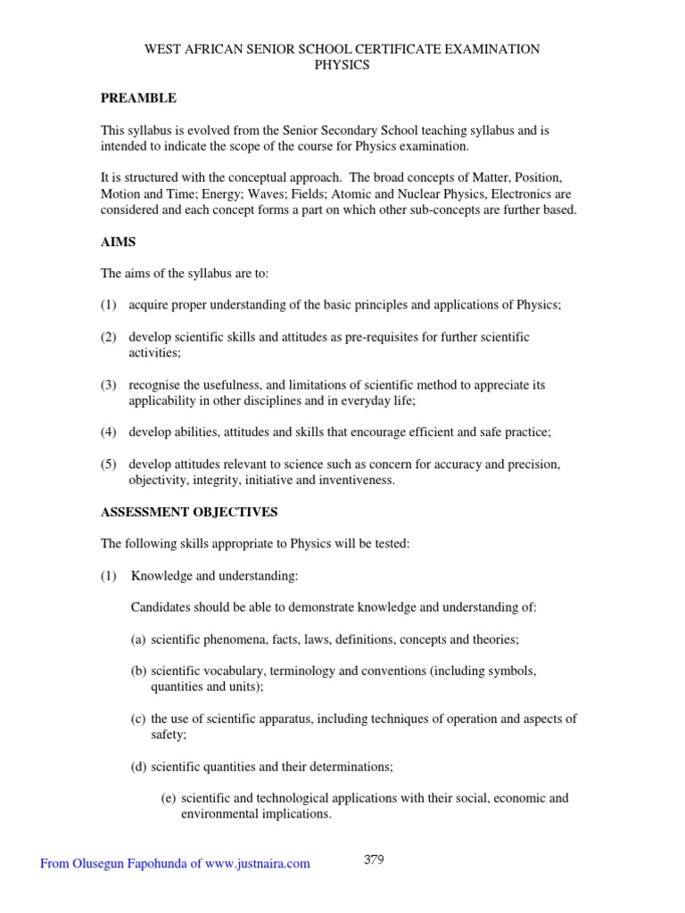 Physics Waec Pdf Waves Lens Optics