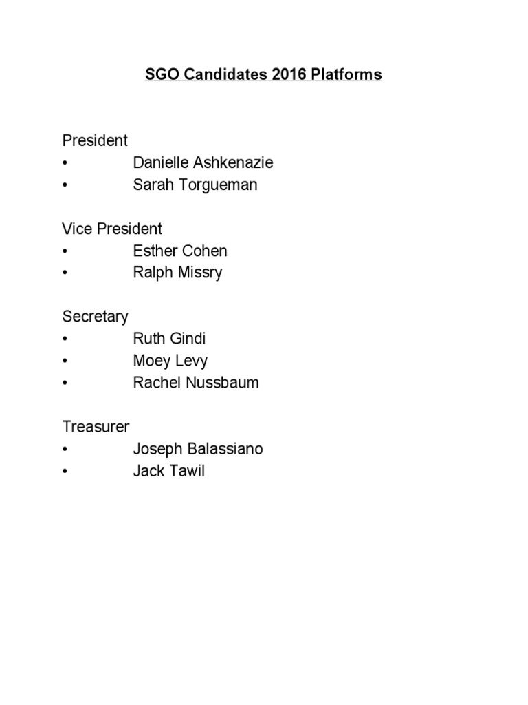 SGO 2016 Campaign Platforms | PDF | Vending Machine | Leisure