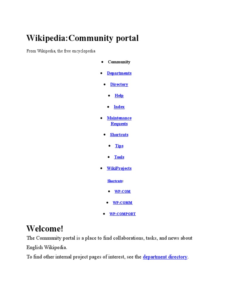 Wikipedia:Community Portal: From Wikipedia, The Free Encyclopedia | PDF ...