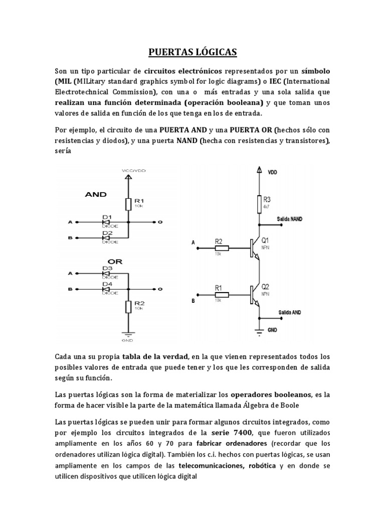 Puertas Lógicas y Álgebra de Boole | PDF | Puerta lógica | Lógica