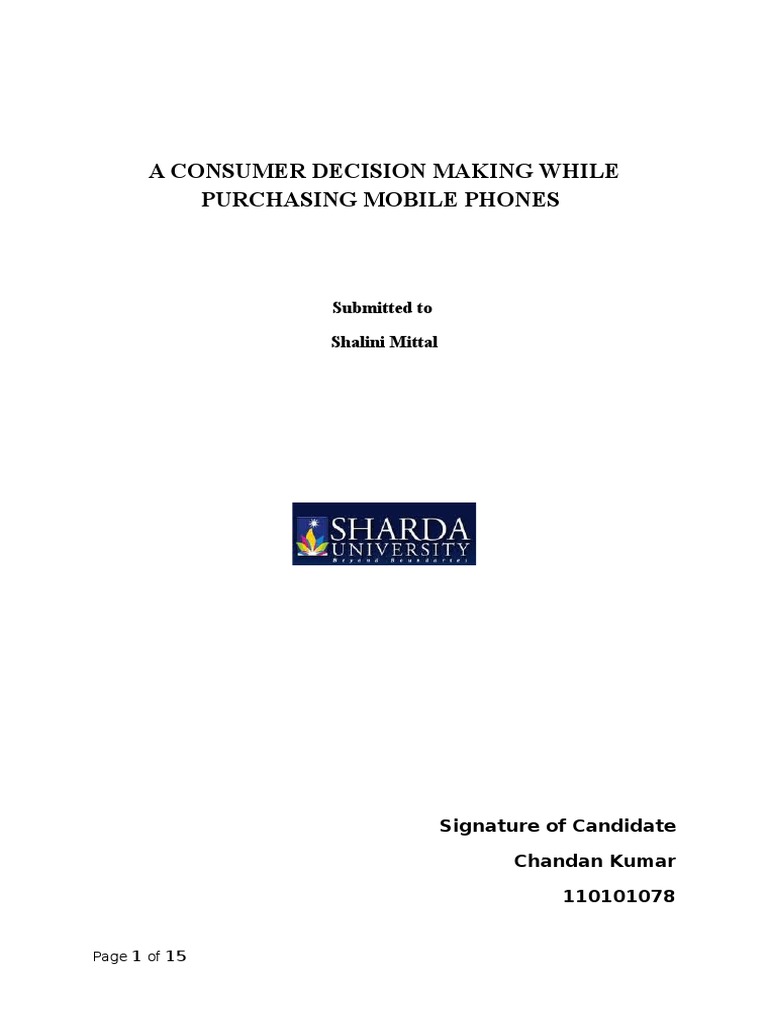 Consumer Buying Behaviour Towards Mobile Mobile Phones Pdf Consumer