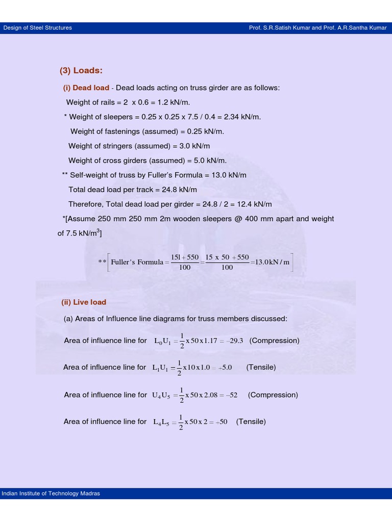 Steel Bridge Design Calculations | PDF | Truss | Structural Engineering