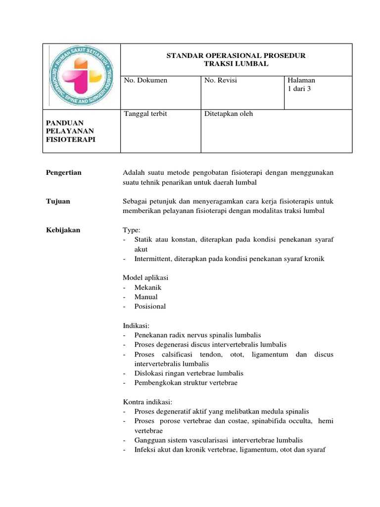 SOP Traksi Lumbal | PDF