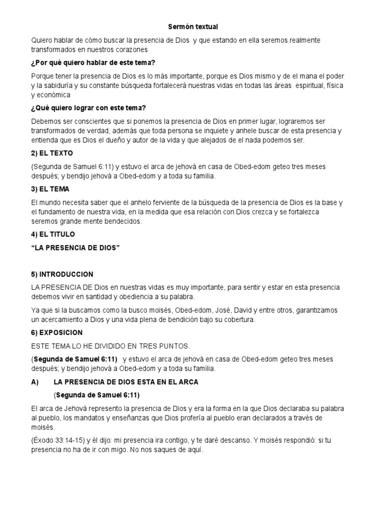 Sermón Textual | PDF | Moisés | Oración
