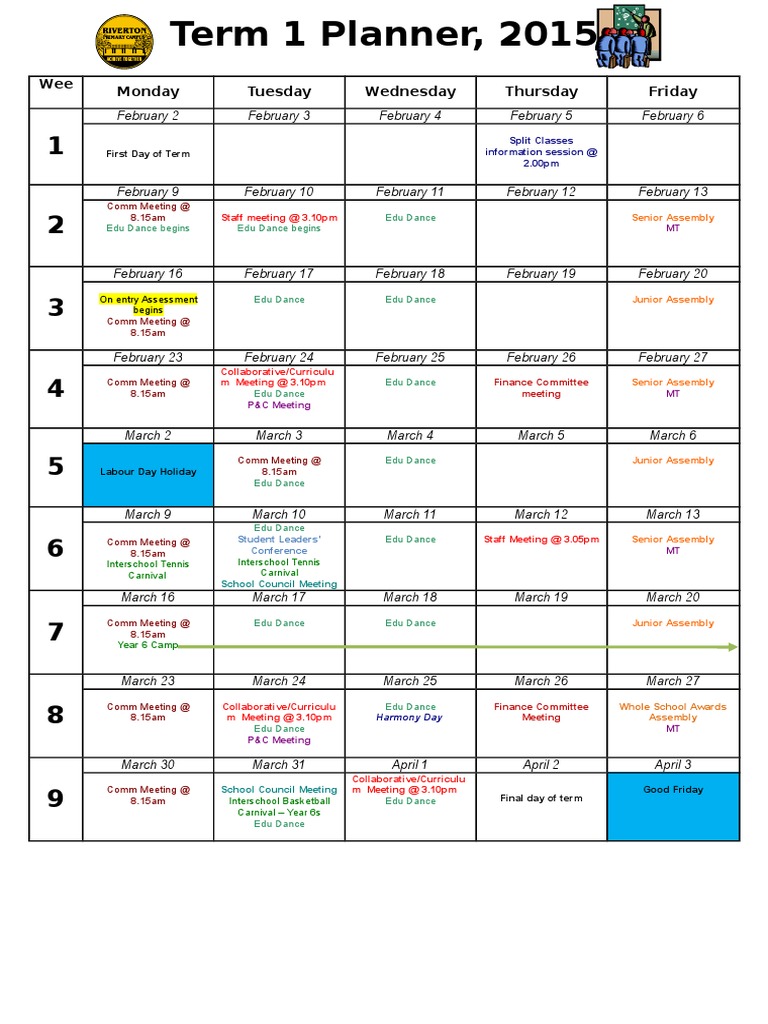 2015 Term 1 School Planner | PDF | Career & Growth