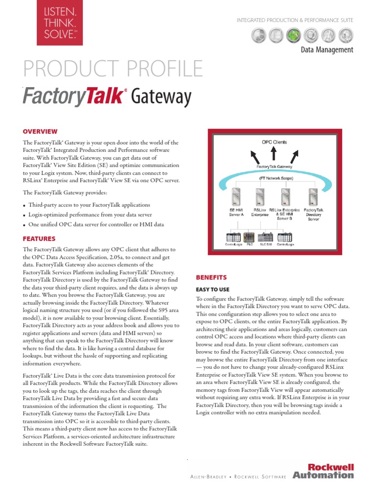 FactoryTalk Gateway | PDF | Gateway (Telecommunications) | Databases