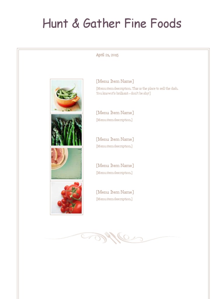 Gourmet Menu Highlights | PDF