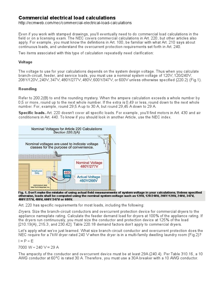 Commercial Electrical Load Calculations NEC | PDF | Force | Engineering