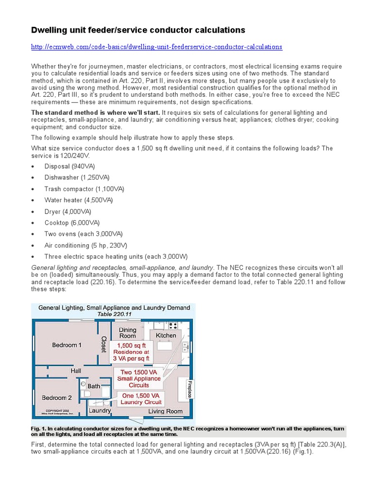 Dwelling Unit Feeder - Service Conductor Calculations NEC | PDF | Hvac ...