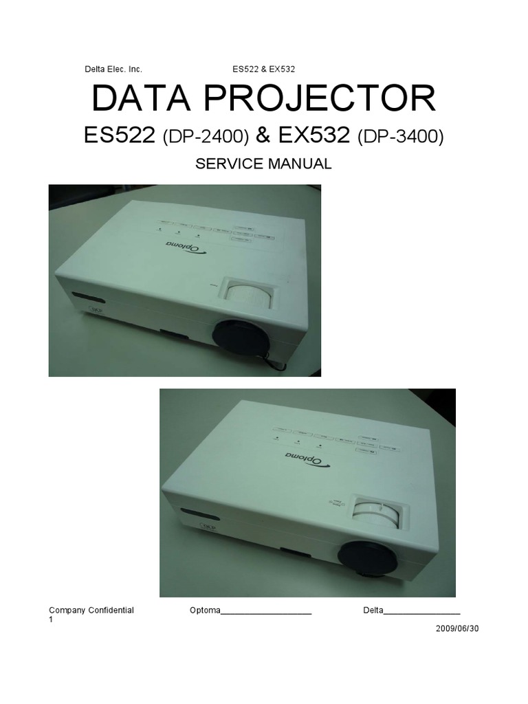 Optoma ES522 (DP-2400) EX532 (DP-3400) ServiceManual 20090630 | PDF | Installation (Computer ...