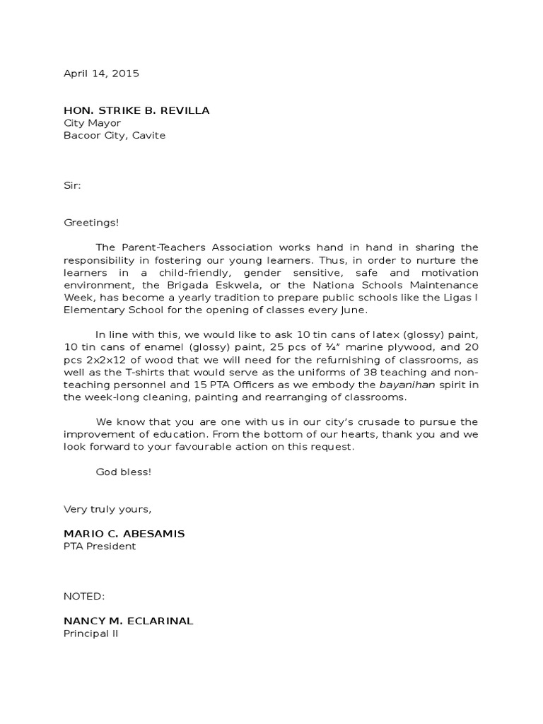 Request for Paint and Uniform Support | PDF | Learning | Behavior ...
