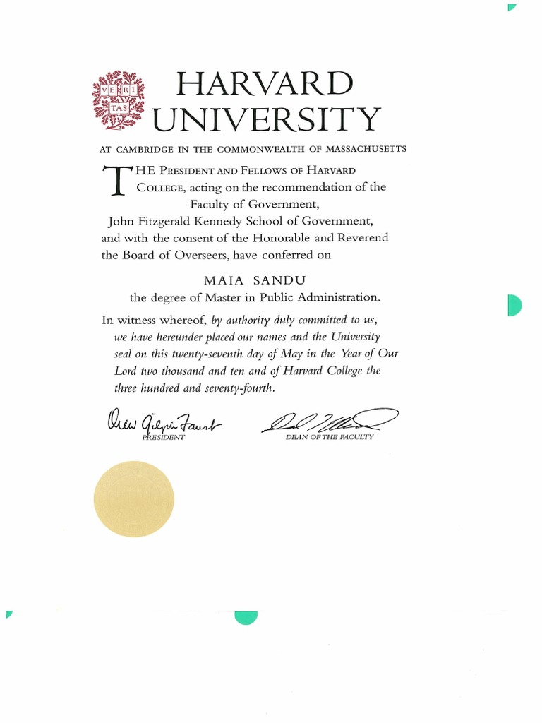 Harvard College Diploma