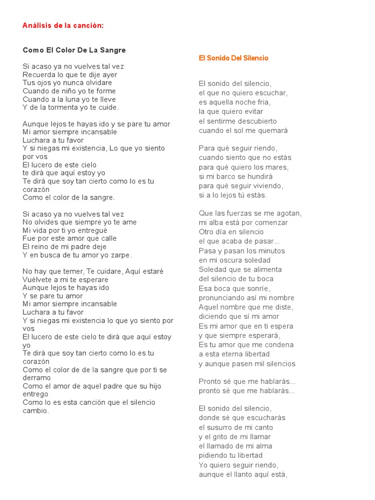 Análisis de La Canción | PDF | Amor | Ocio