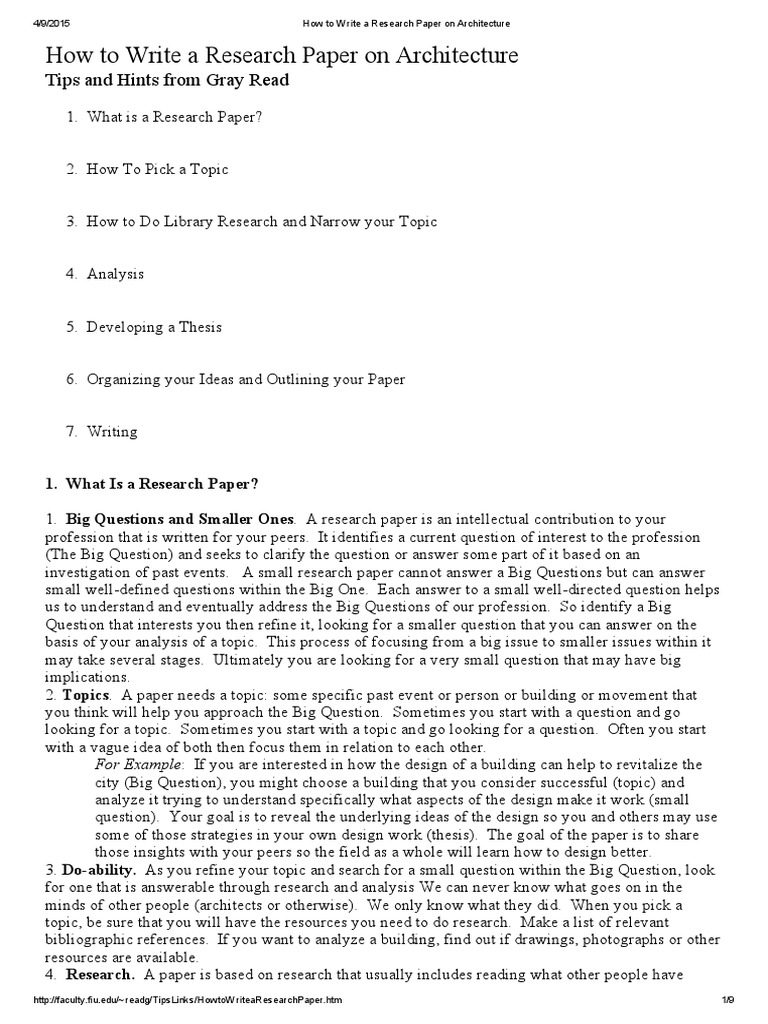 How To Write A Research Paper On Architecture | PDF | Thesis | Academic ...