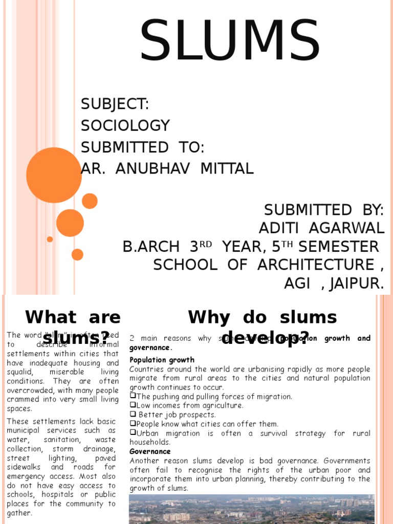 Slums | Slum Upgrading | Slum