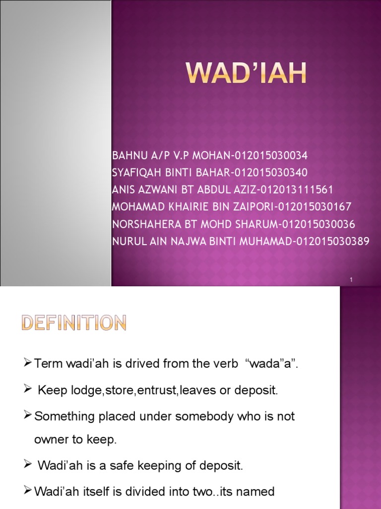 CHPT WADIAH | PDF | Deposit Account | Islamic Banking And Finance