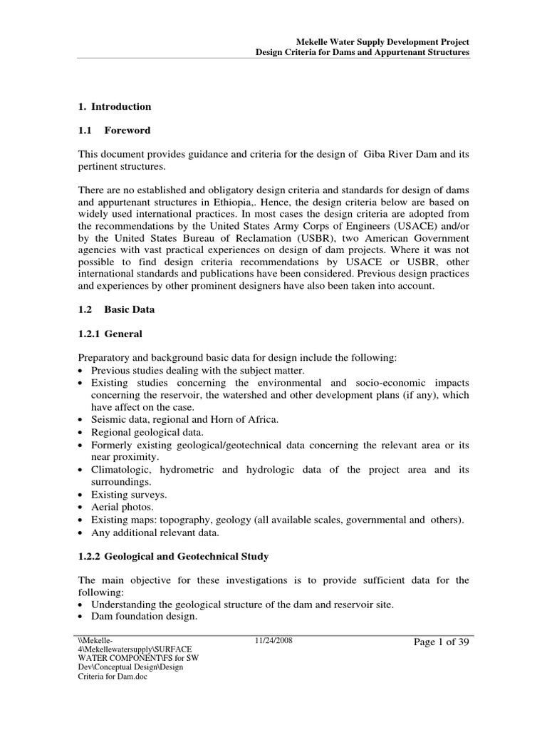 Design Criteria For Dam Pdf Dam Spillway