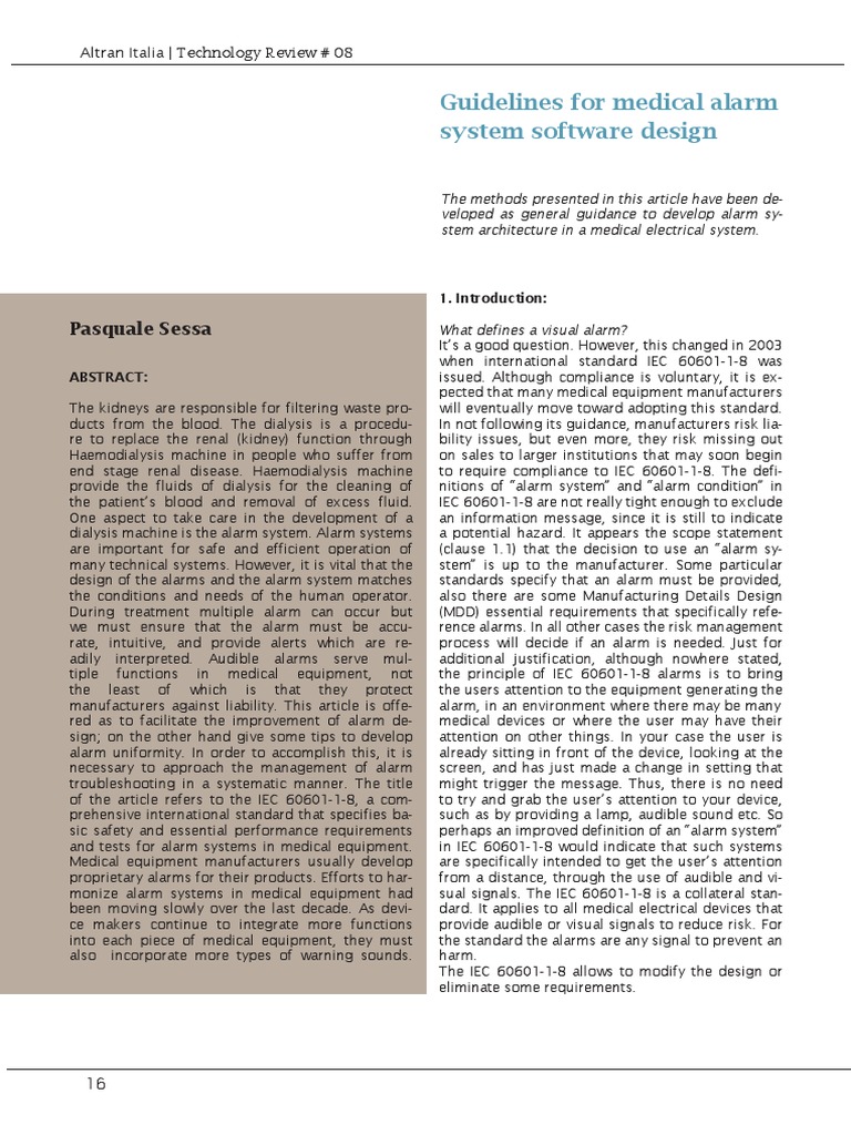 Medical Alarm System Design Insights | PDF | Hemodialysis | Sound