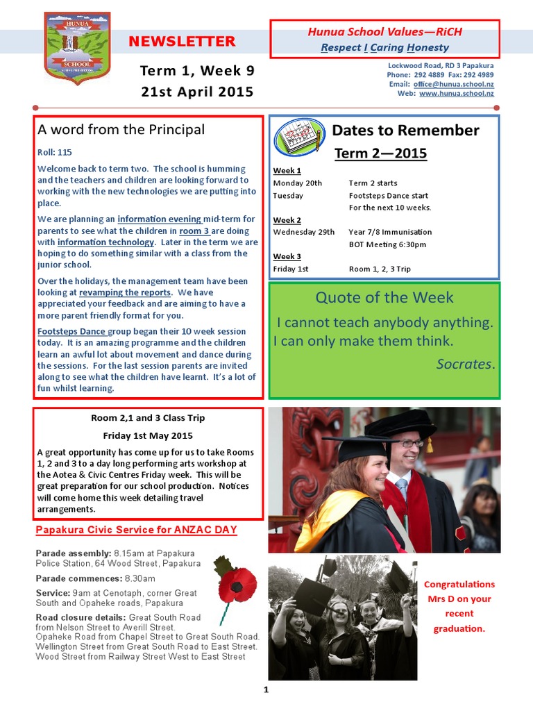 Hunua School Term 2 Newsletter 2015 | PDF | Sports | Leisure