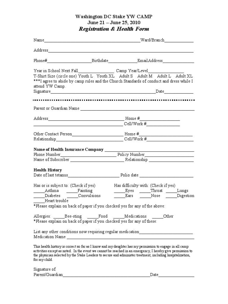Camp Forms | PDF