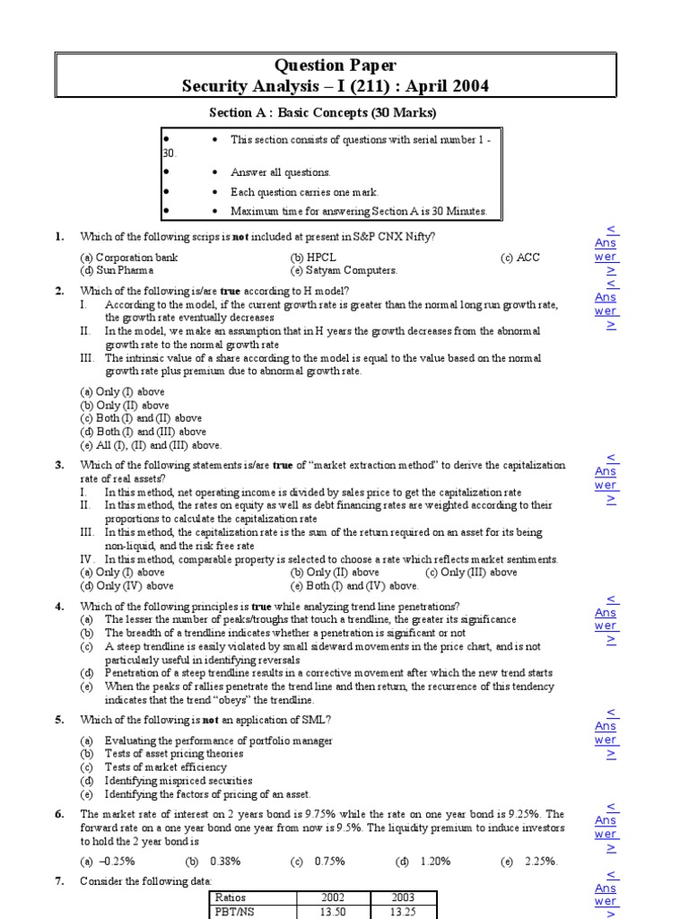 Security Analysis Methods and Concepts | PDF | Beta (Finance) | Bonds ...