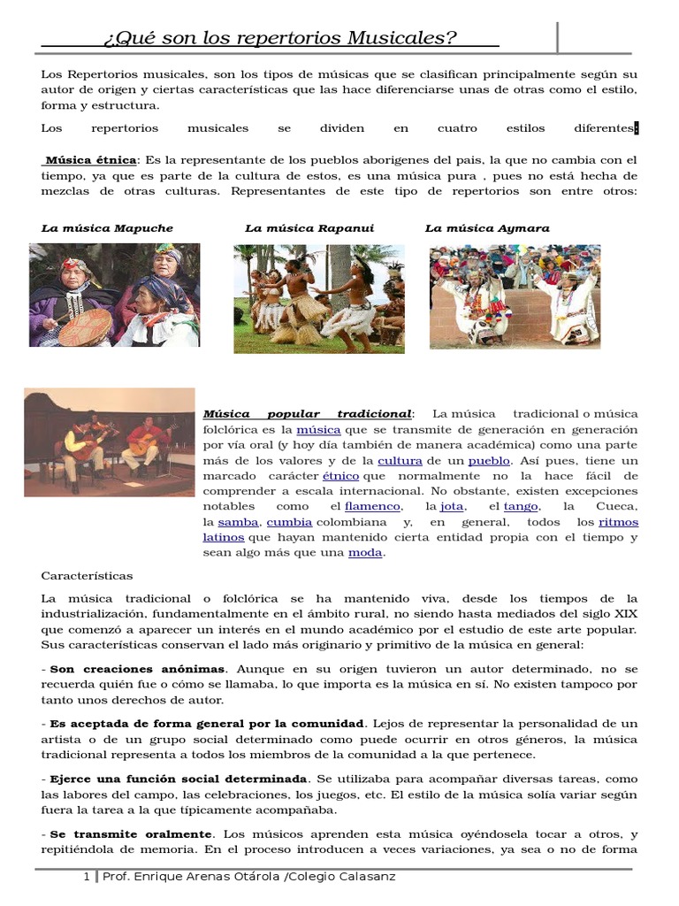 Qué Son Los Repertorios Musicales | PDF | Música folk | Las artes escénicas