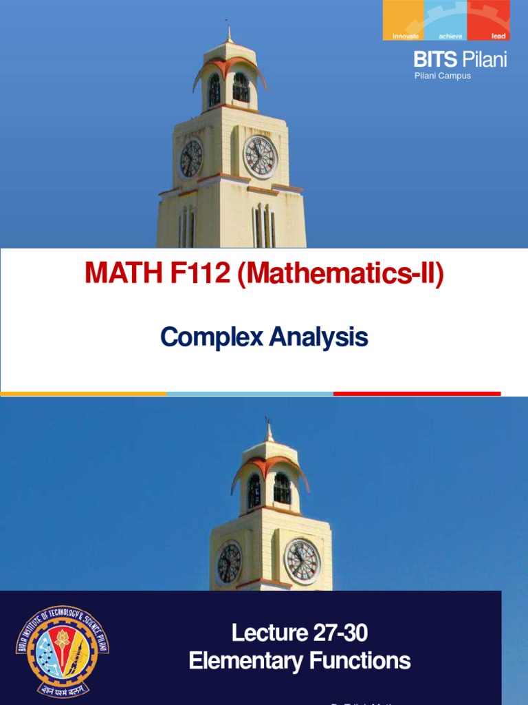 MATH F112 (Mathematics-II) : Complex Analysis | Download Free PDF | Logarithm | Exponential Function