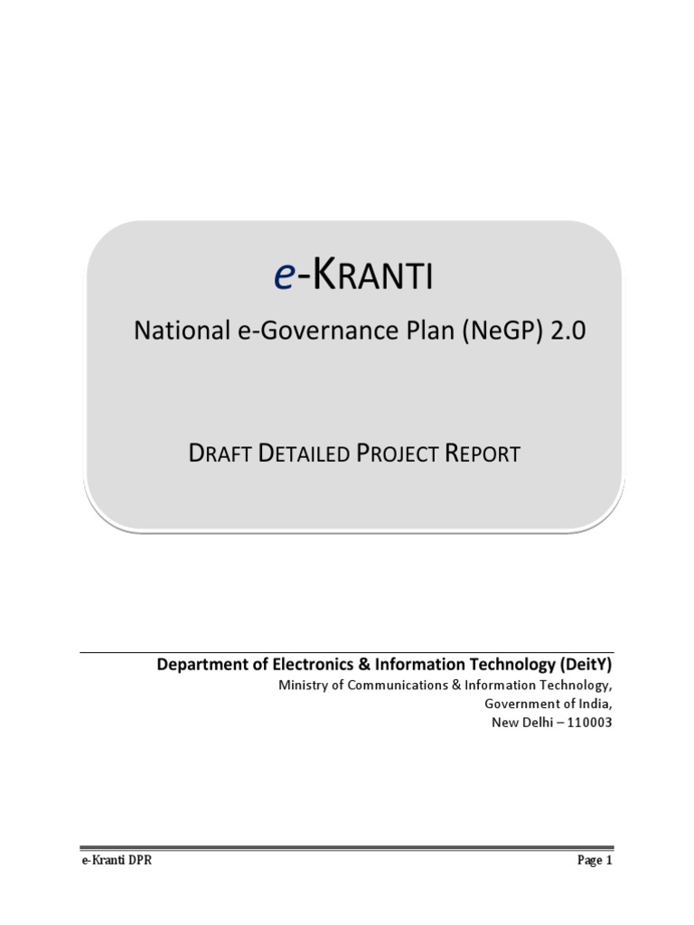DPR On E-Kranti | PDF | Cloud Computing | Digital Technology