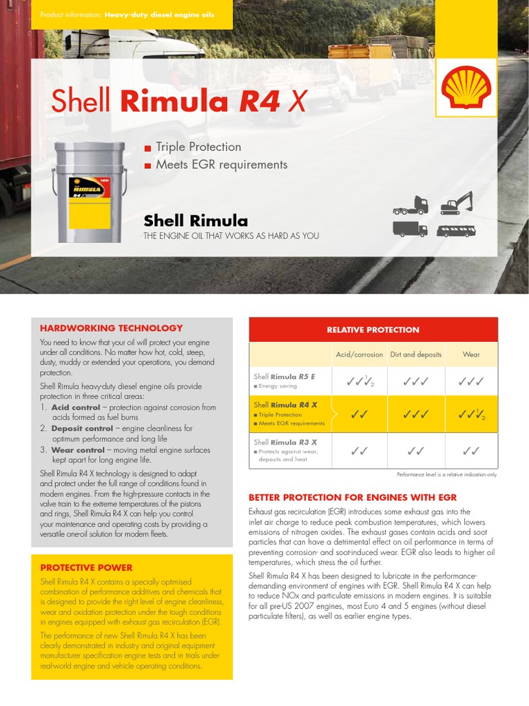 Shell Rimula R4X Brochure | PDF | Exhaust Gas | Internal Combustion Engine