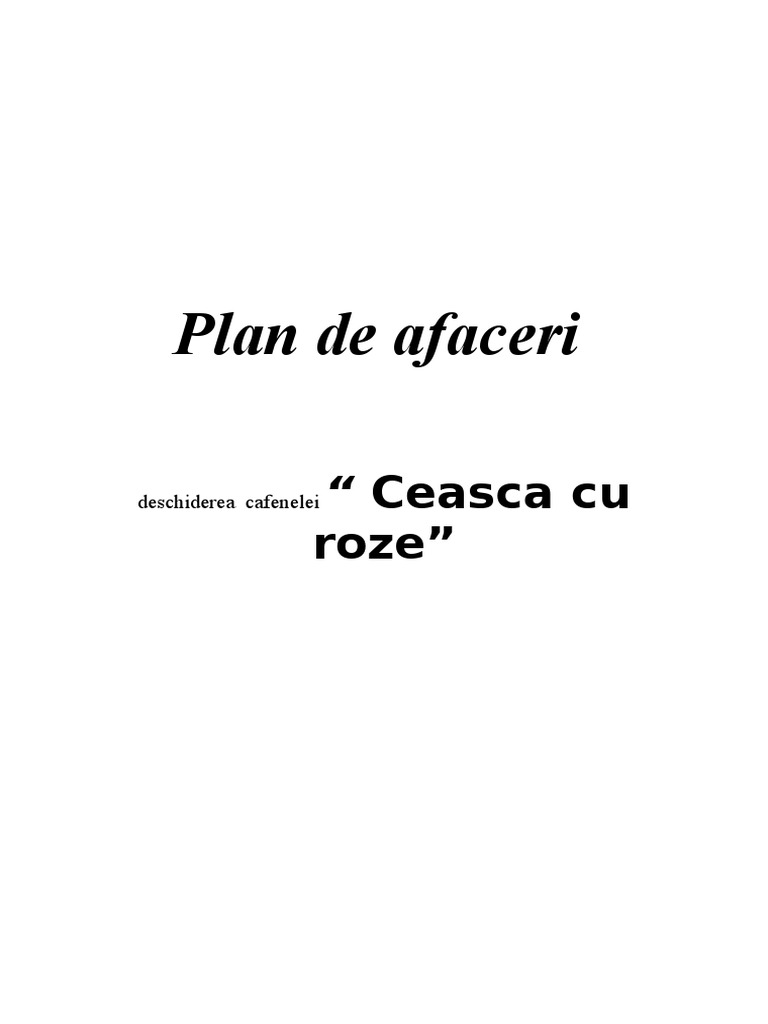 Plan de Afaceri cafenea