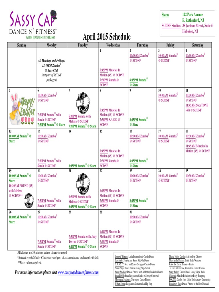 April 2015 Zumba & Fitness Schedule | PDF | Cooking, Food & Wine ...