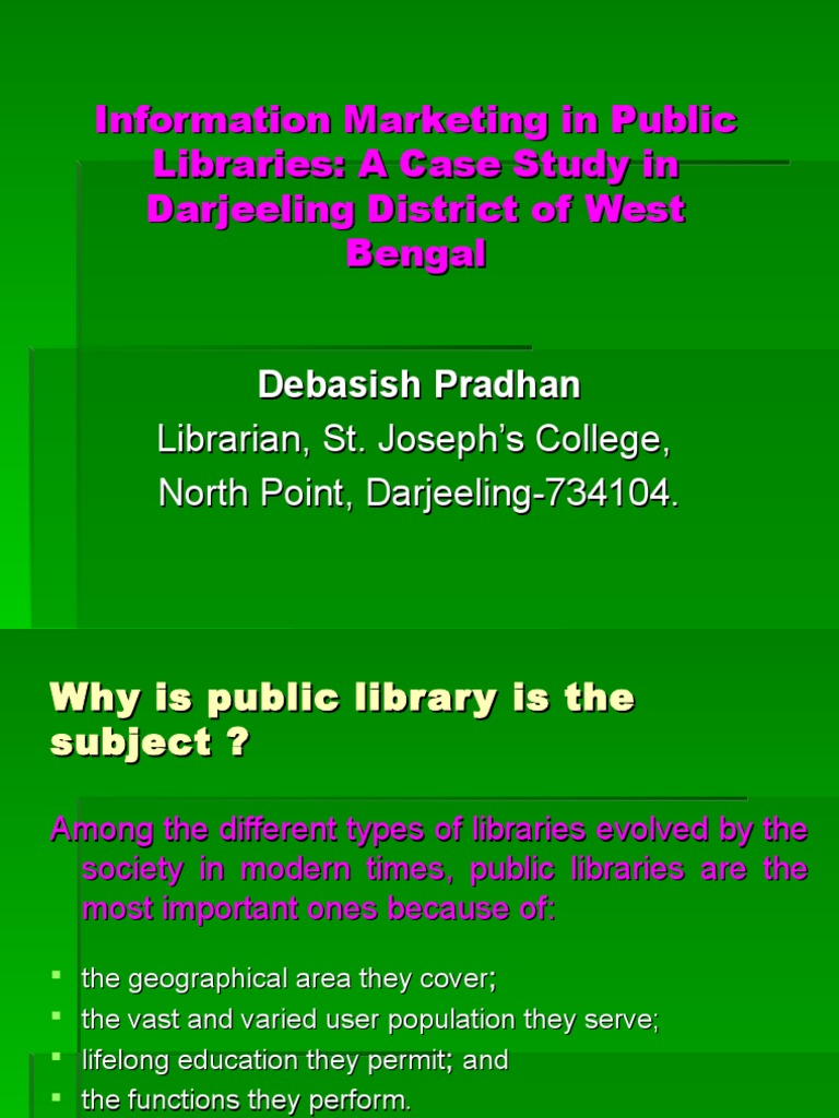 Information Marketing in Public Libraries | PDF | Libraries | Kolkata