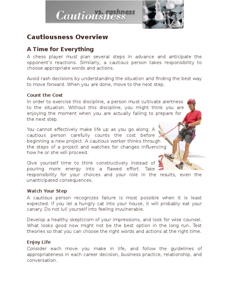 Cautiousness Overview: A Time For Everything | PDF | Yellow Fever ...
