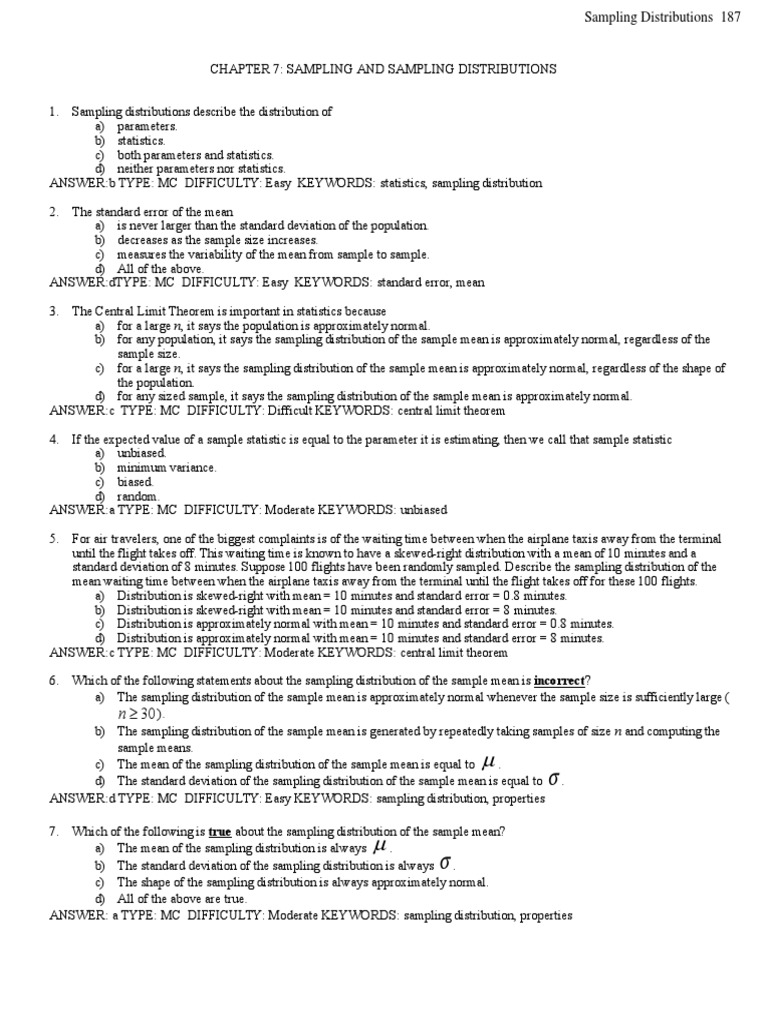 Sampling and Sampling Distributionsnew | PDF | Standard Error | Normal Distribution