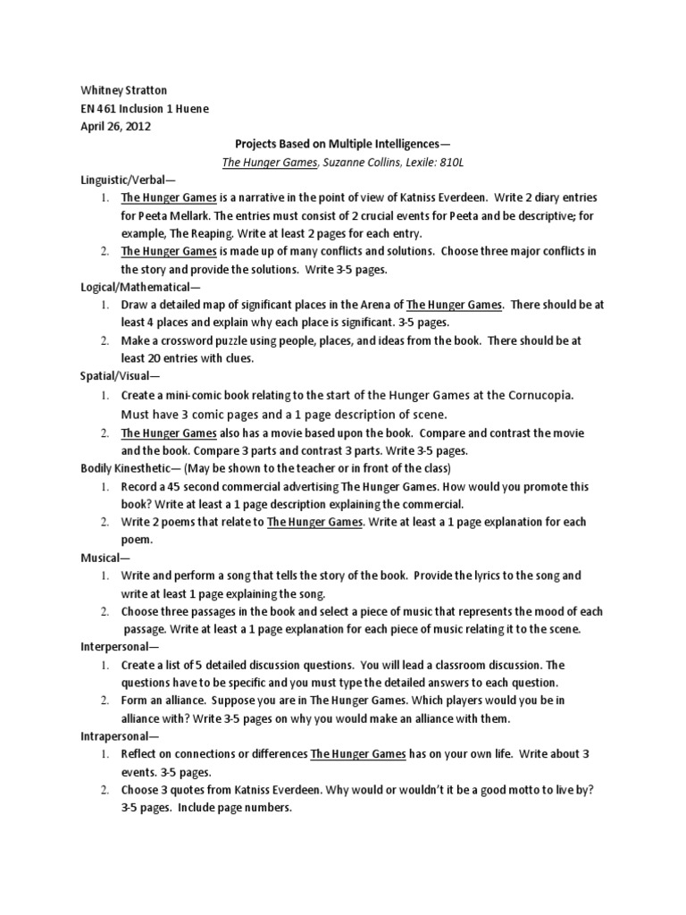 101 Multiple Intelligences Project | PDF