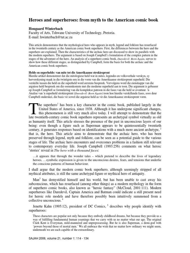 Heroes and Superheroes in Comics | PDF | Hero | Mythology