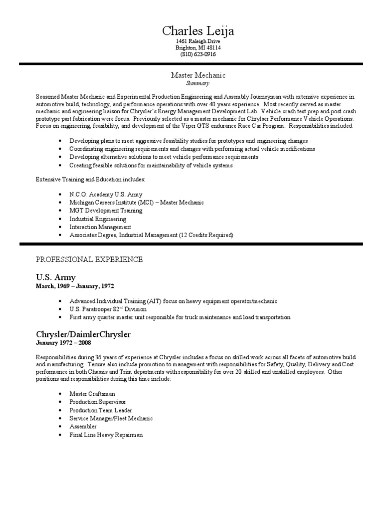 Chuck Leija Resume 2page | PDF | Dodge | Chrysler