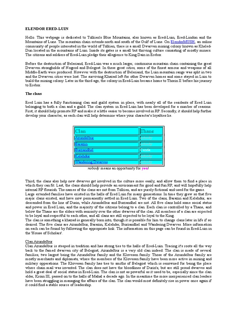 Elendor Ered Luin | PDF | Dwarf (Middle Earth) | English Fantasy Novels