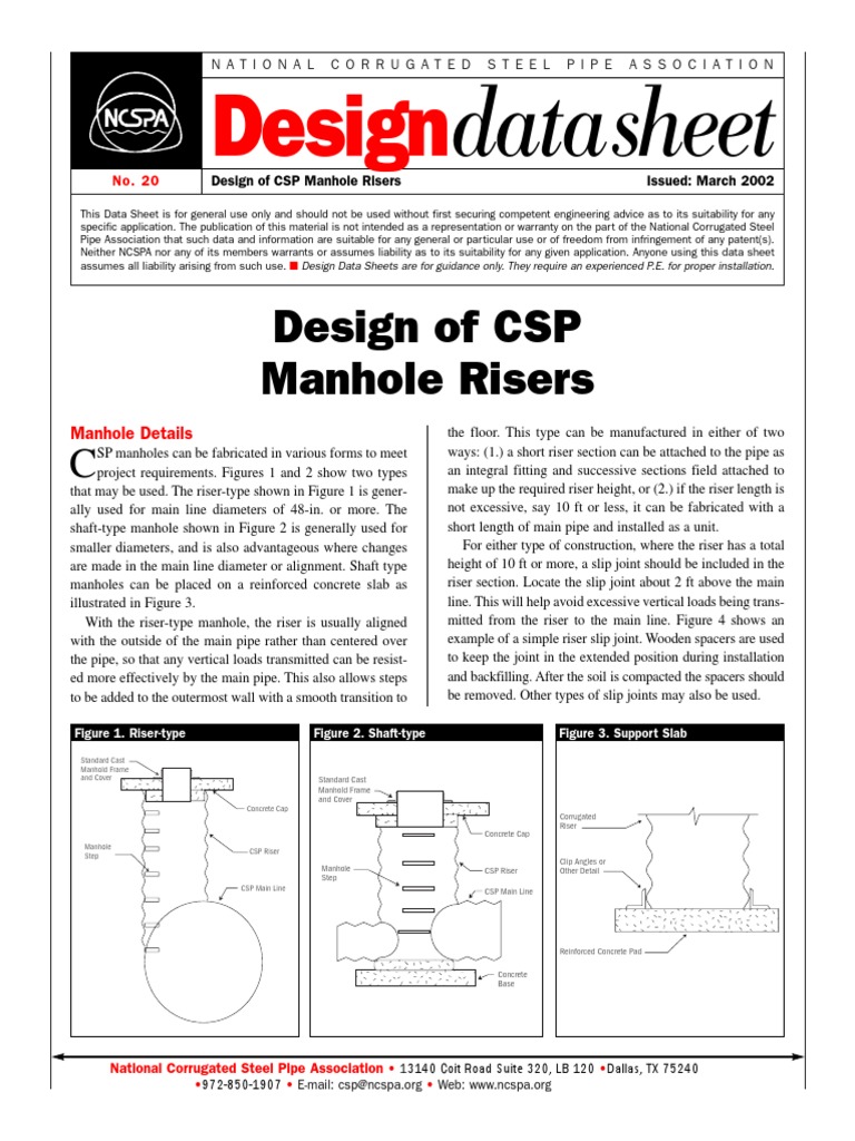 Design of CSP Manhole Risers | PDF | Pipe (Fluid Conveyance) | Bending