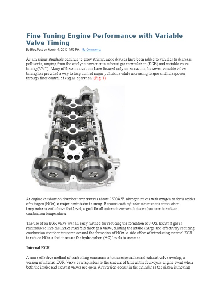 Engine Performance with Variable Valve Timing | Systems Engineering ...