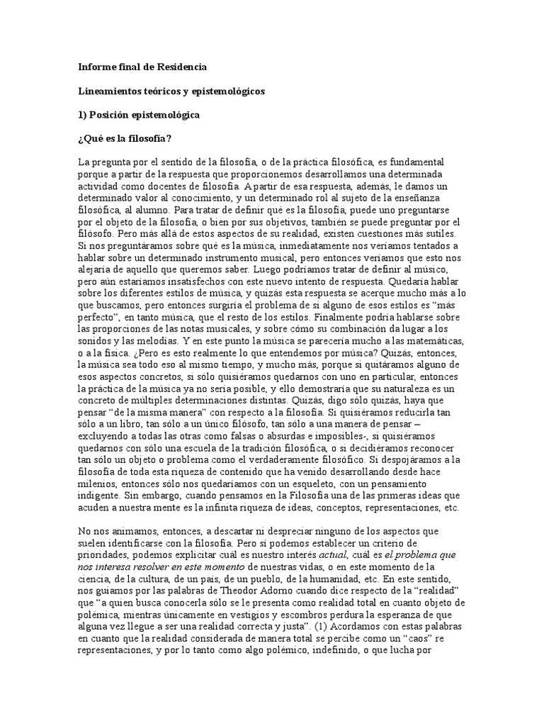 Informe Final de Residencia | PDF | Plan de estudios | Moralidad