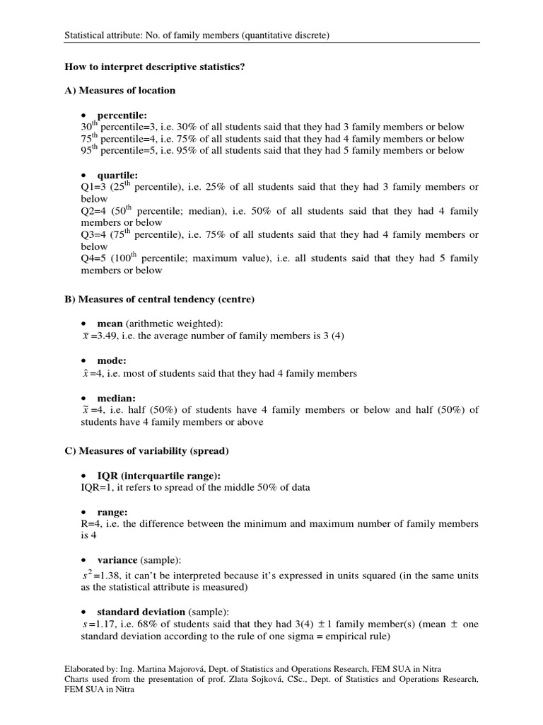 Interpretation Descriptive Statistics | PDF | Percentile | Median