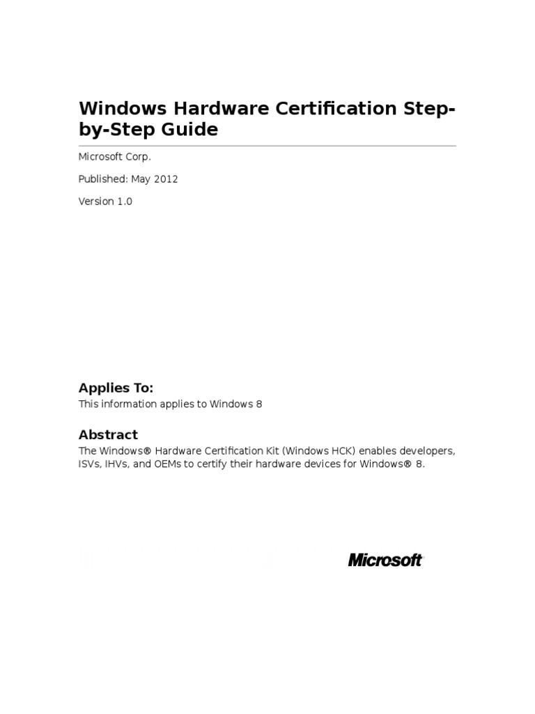 Hardware Certification Step by Step Guide | PDF | Microsoft Windows ...