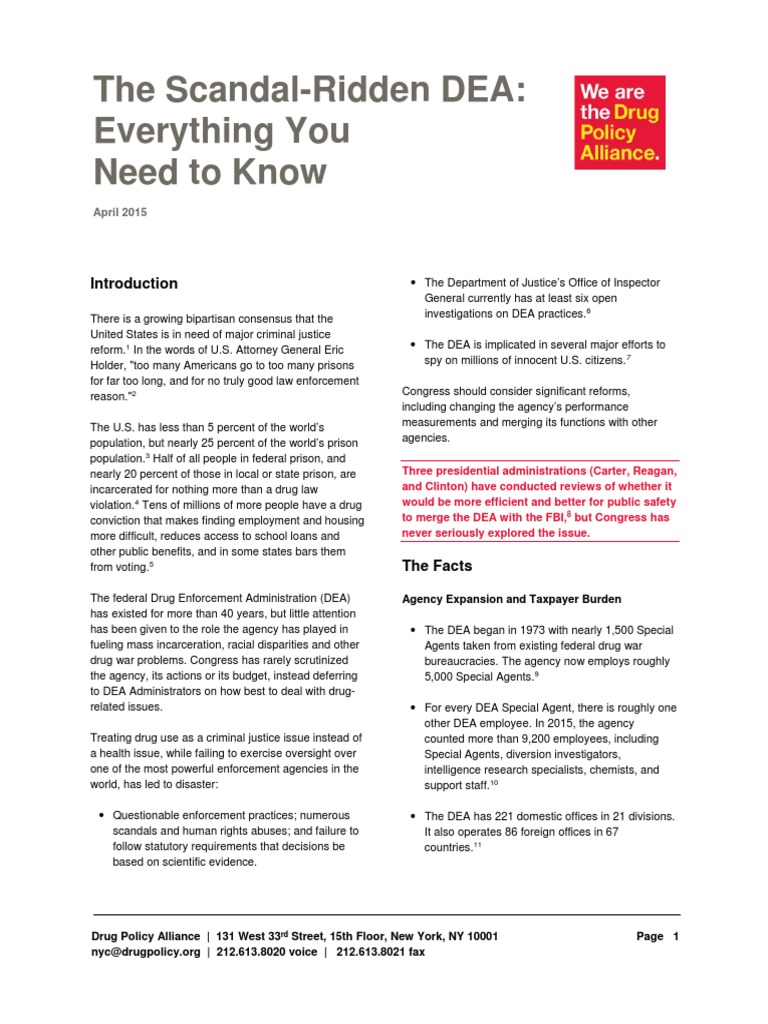 DEA Scandals Everything You Need To Know Drug Policy Alliance PDF | PDF ...