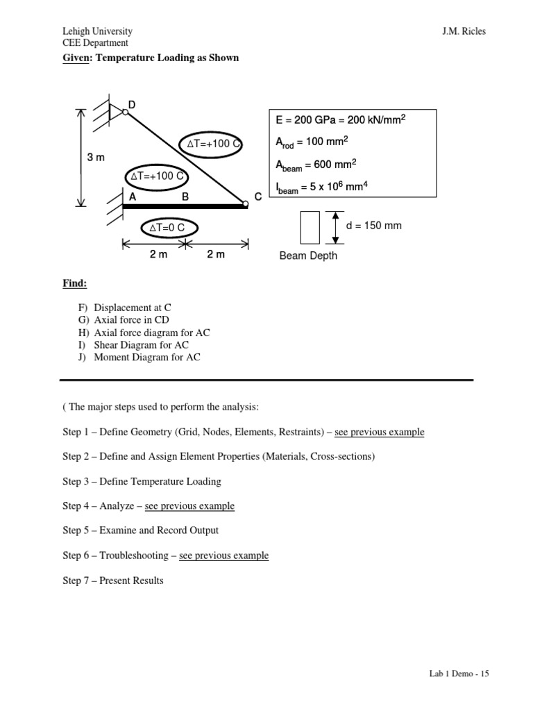 SAP2000 Tutorial Temperature Loading | PDF | Beam (Structure) | Stress ...