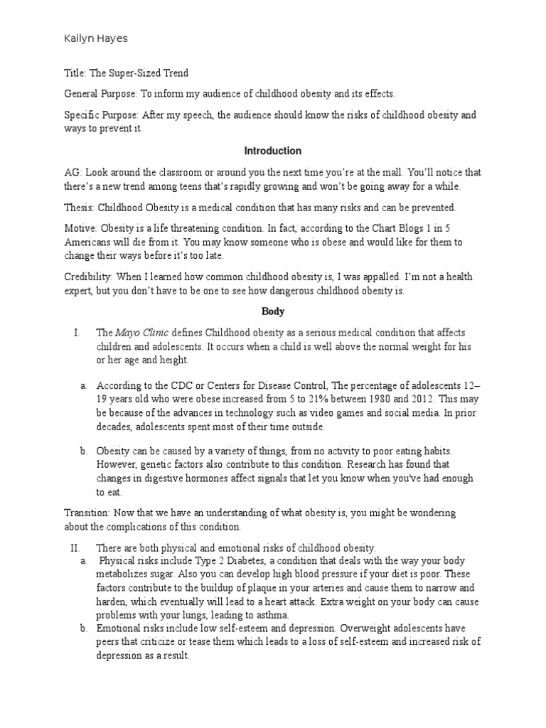 Informative Speech | PDF | Childhood Obesity | Obesity