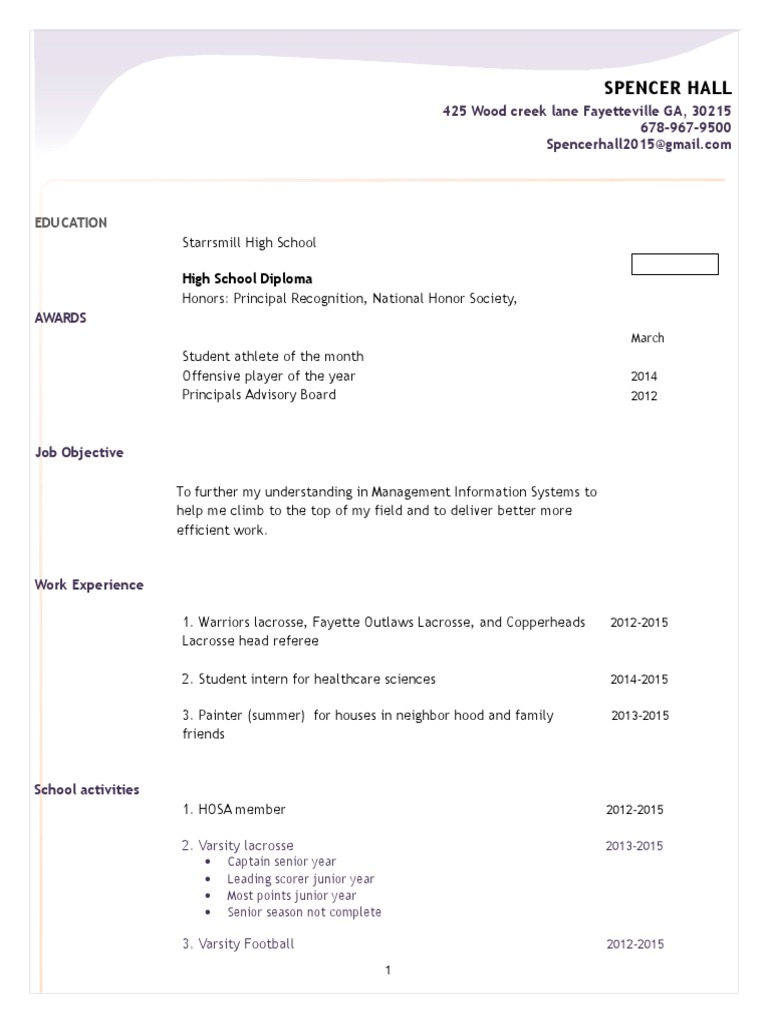 Spencer Hall's Resume: Education & Experience | PDF